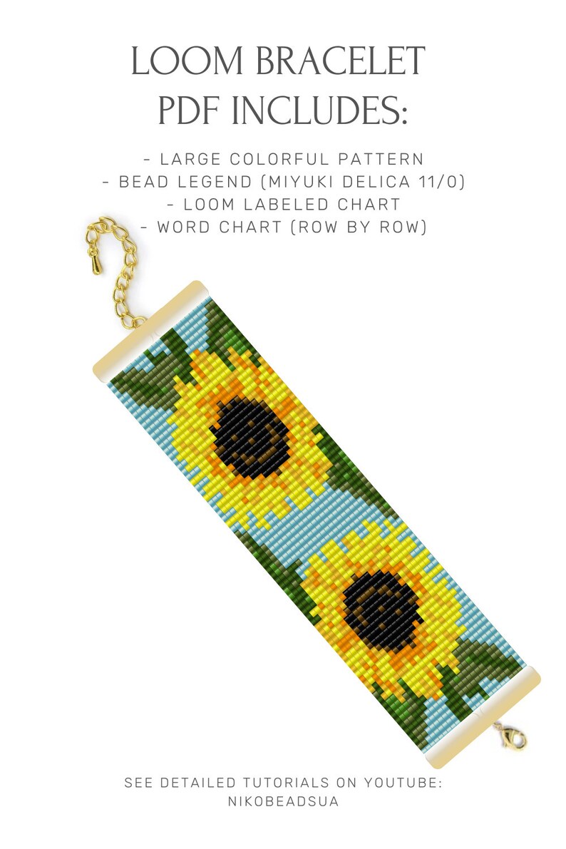 Sunflowers Loom Pattern for Beaded Bracelet Flower Pattern - Etsy