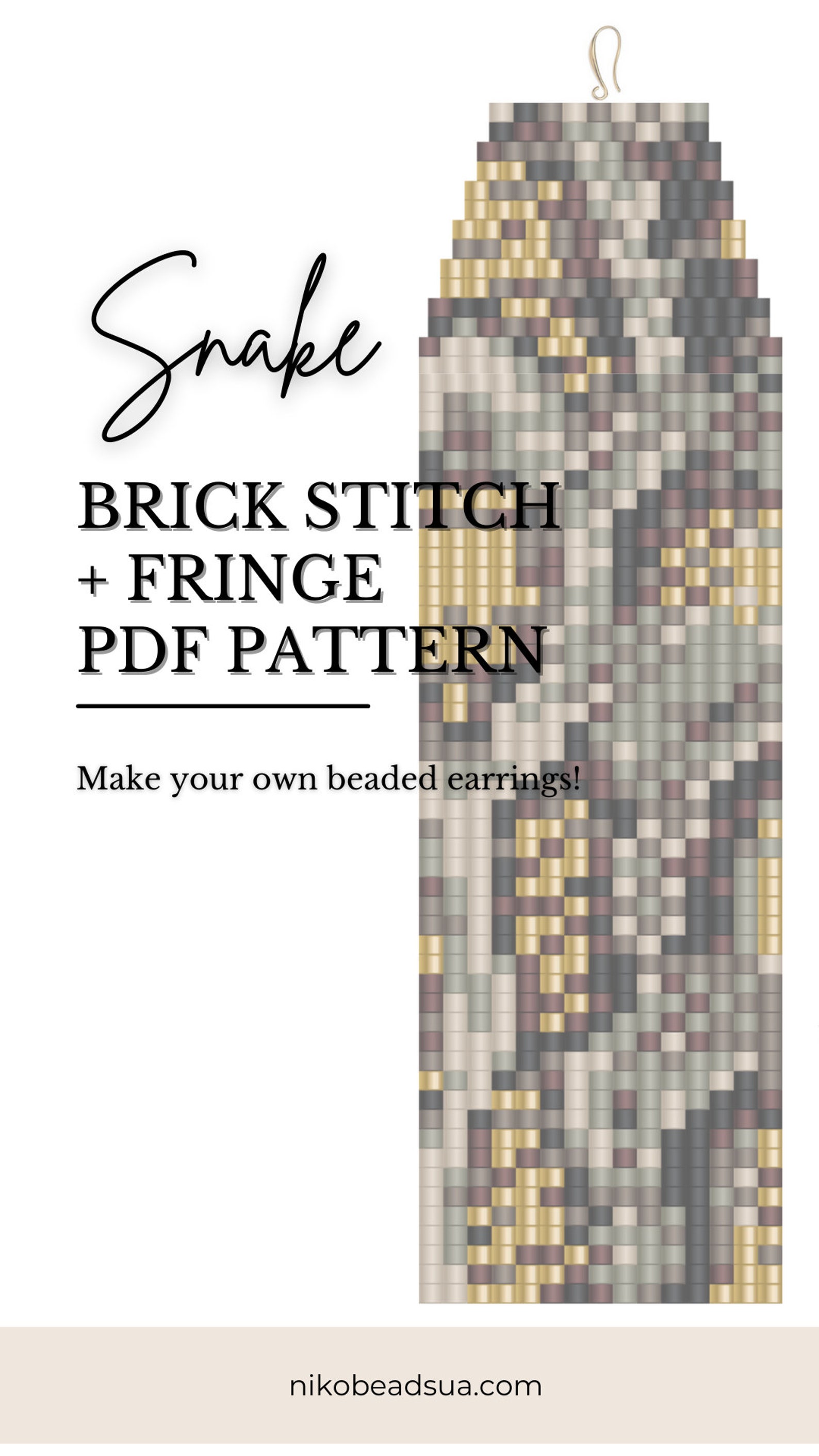 Snake Skin Brick Stitch Pattern for Fringe Beaded Earrings - Etsy
