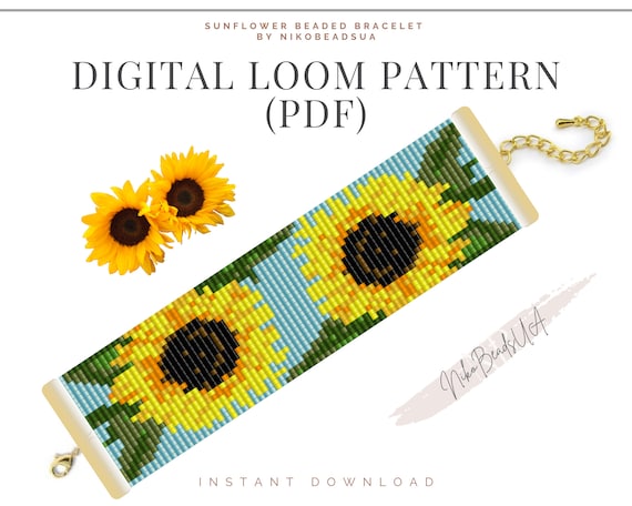 Sunflowers Loom Pattern for Beaded Bracelet Flower Pattern - Etsy