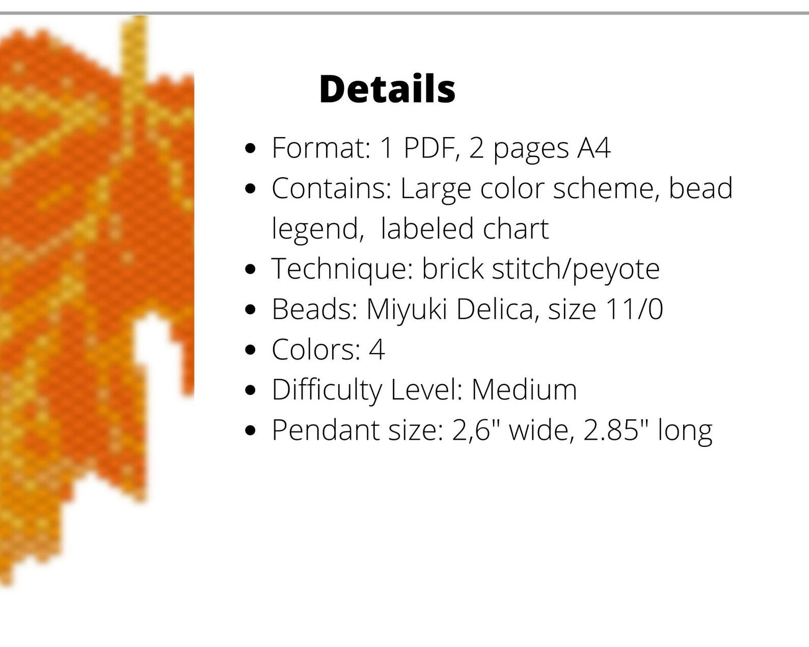 Maple Leaf Brick Stitch Pattern for Beaded Earrings, Keychain or ...