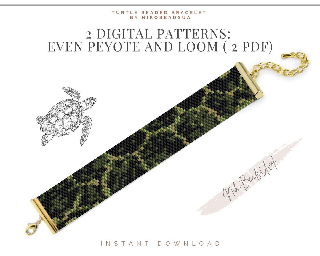 Turtle Peyote and Loom Patterns for Beaded Bracelet, Animal Pattern ...