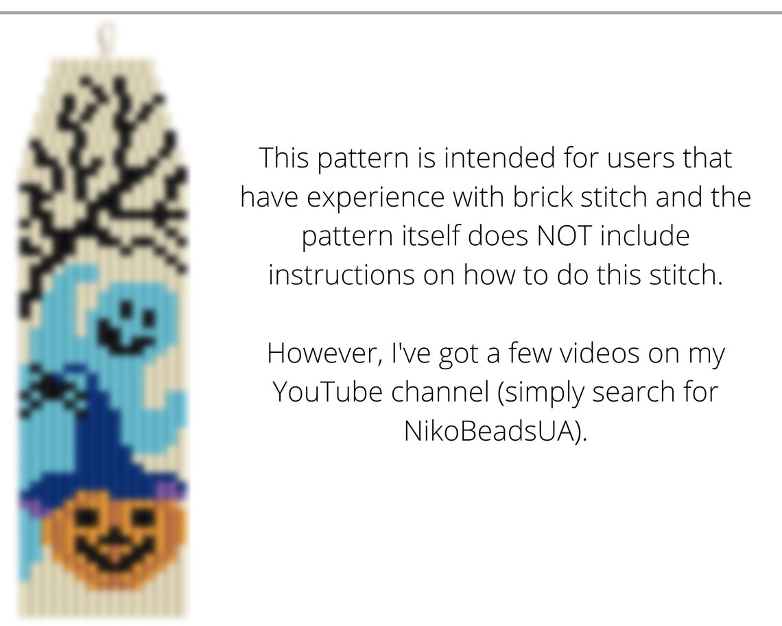 Halloween Ghost Brick Stitch Pattern for Fringe Beaded Earrings ...