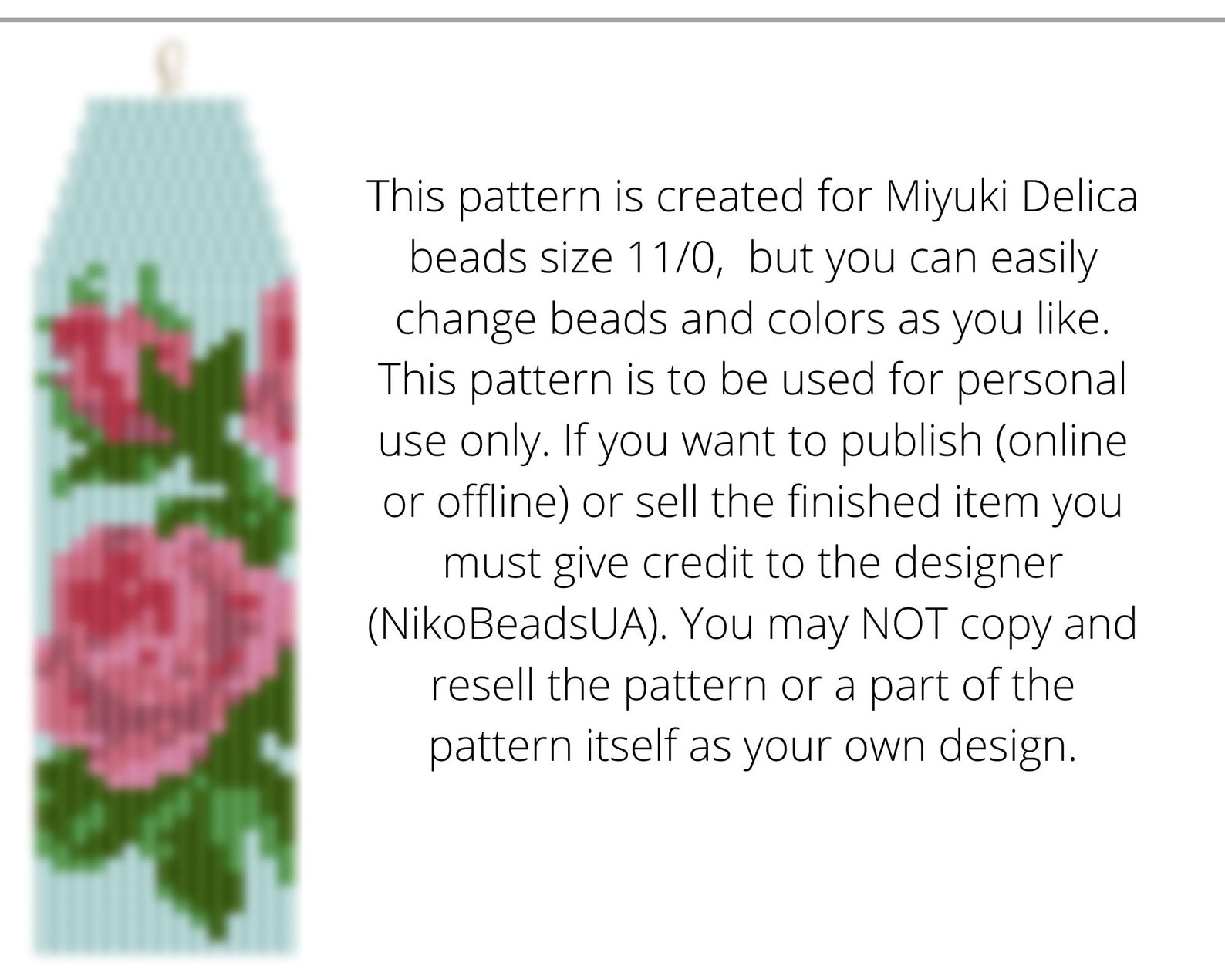 Rose Brick Stitch Pattern for Fringe Beaded Earrings Flower - Etsy