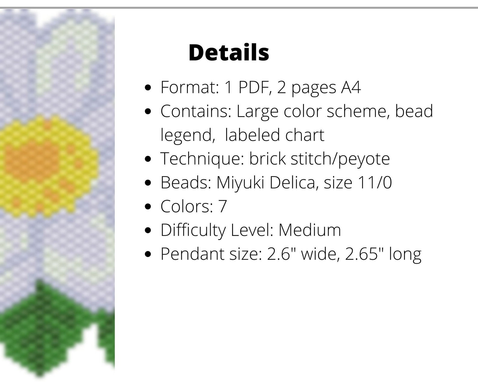 Daisy Brick Stitch Pattern for Beaded Earrings, Keychain or Pendant ...