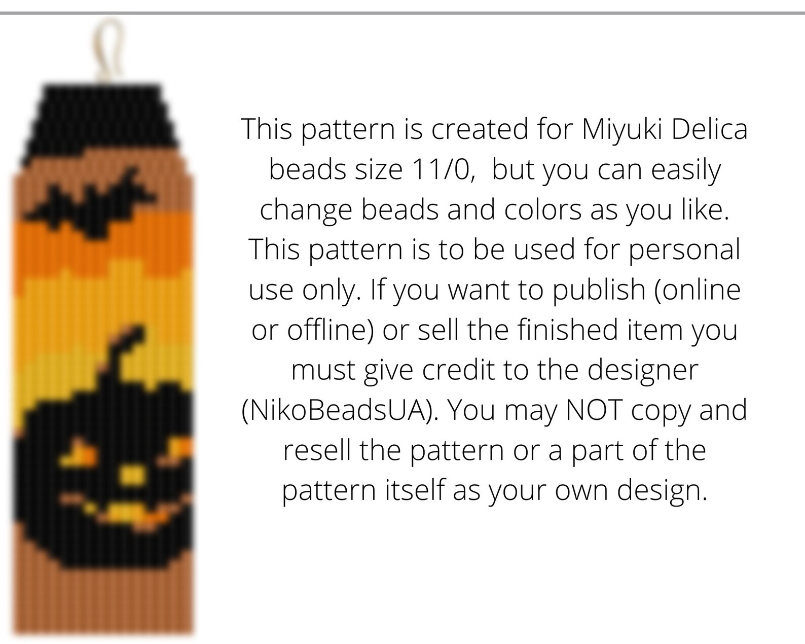 Halloween Brick Stitch Pattern for Fringe Beaded Earrings | Etsy