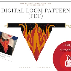 Fire Fringe Loom Pattern for Beaded Necklace, Necklace Pattern, DIY ...