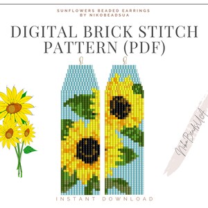 Sunflowers Brick Stitch Pattern for Fringe Beaded Earrings - Etsy