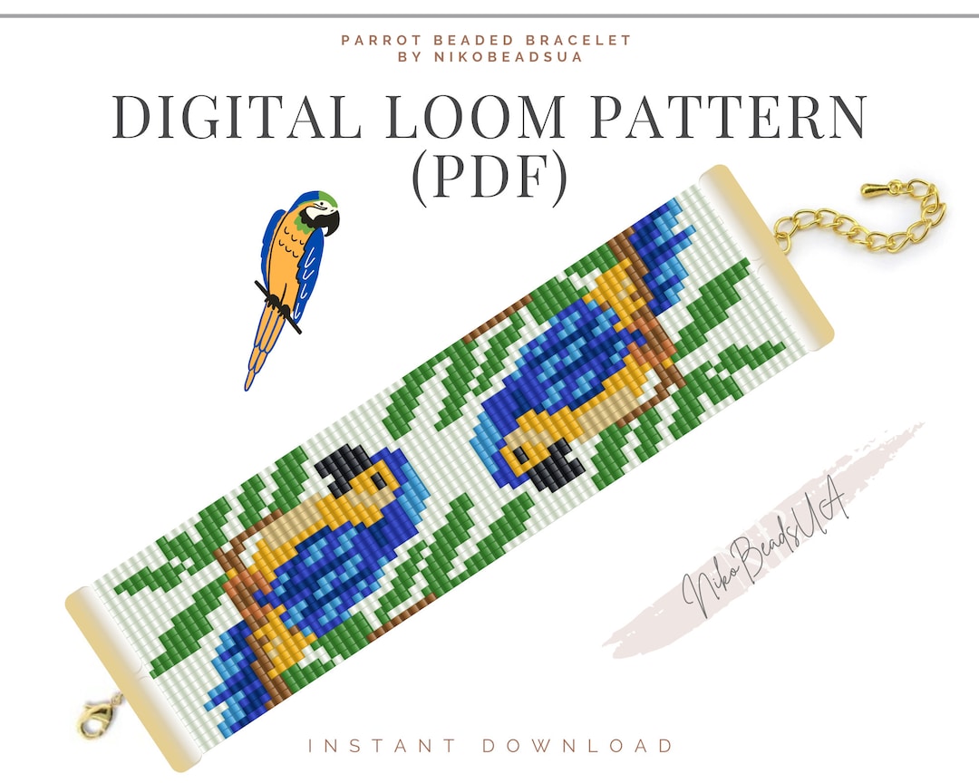 Parrot Loom Pattern for Beaded Bracelet, Bird Pattern, DIY Beaded ...
