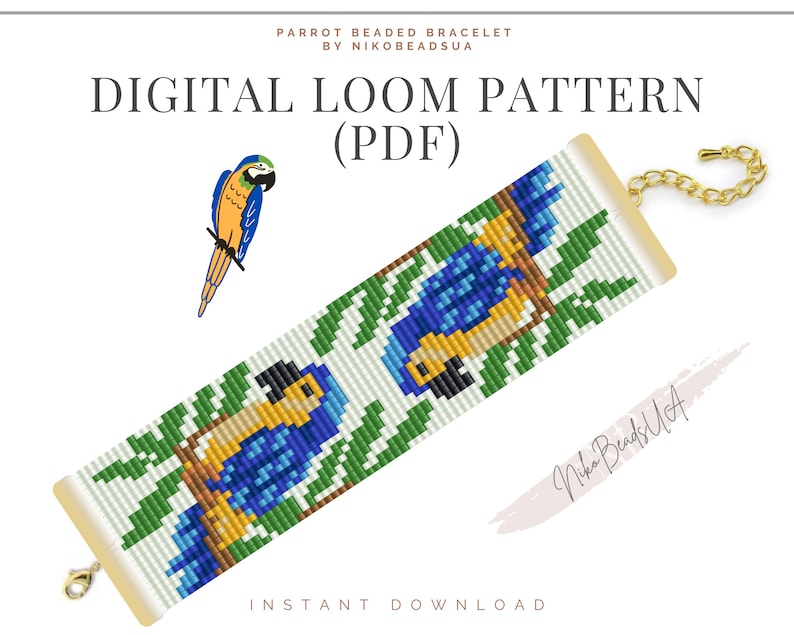 Parrot Loom Pattern for Beaded Bracelet, Bird Pattern, DIY Beaded ...