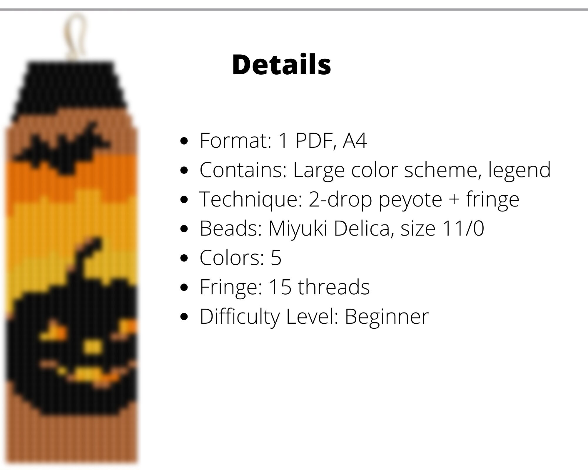 Halloween Brick Stitch Pattern for Fringe Beaded Earrings | Etsy