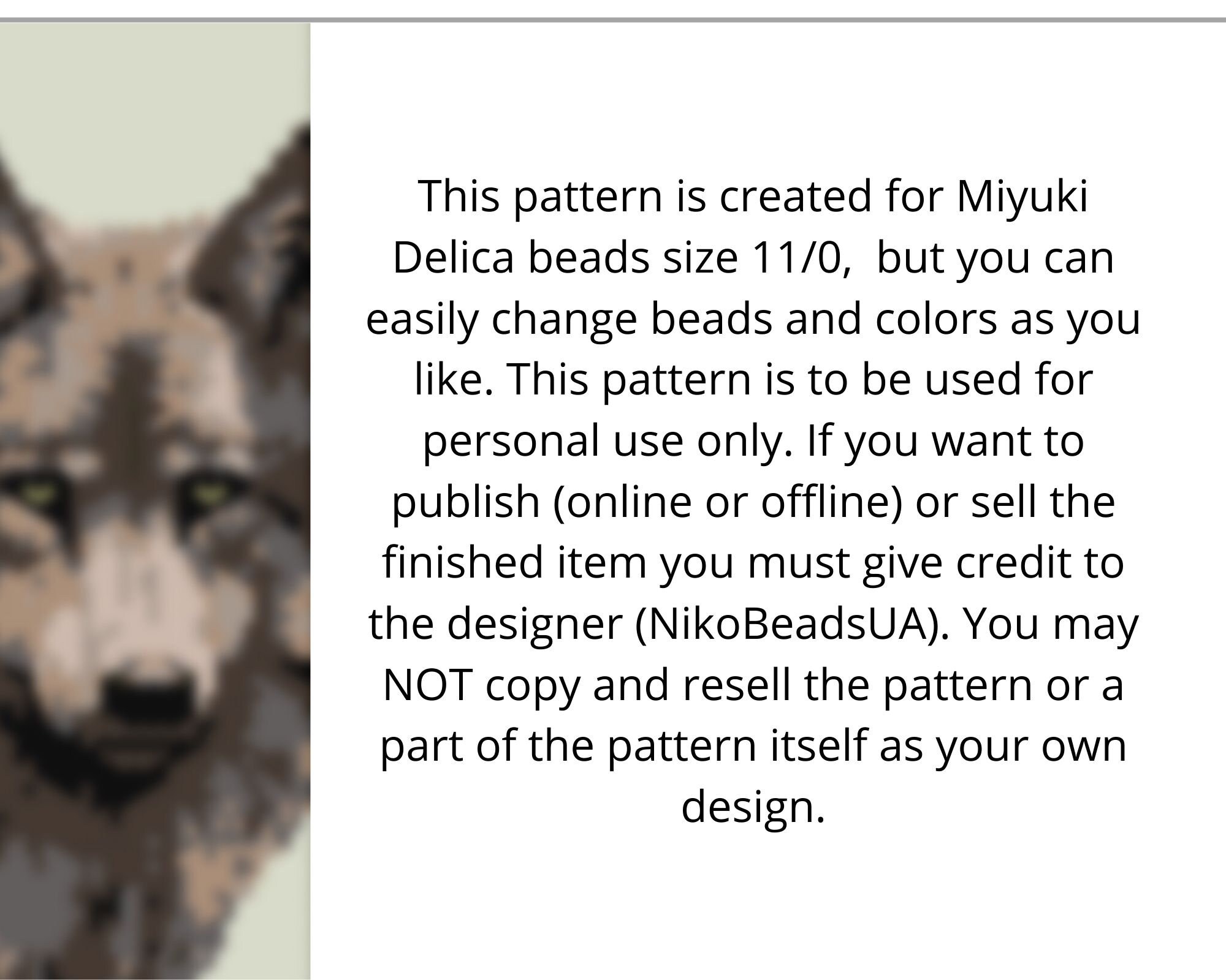 Gray Wolf Even Peyote Pattern for Beaded Bracelet, Animal Pattern, DIY ...