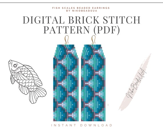 Fish Scales Brick Stitch Pattern for Fringe Beaded Earrings | Etsy