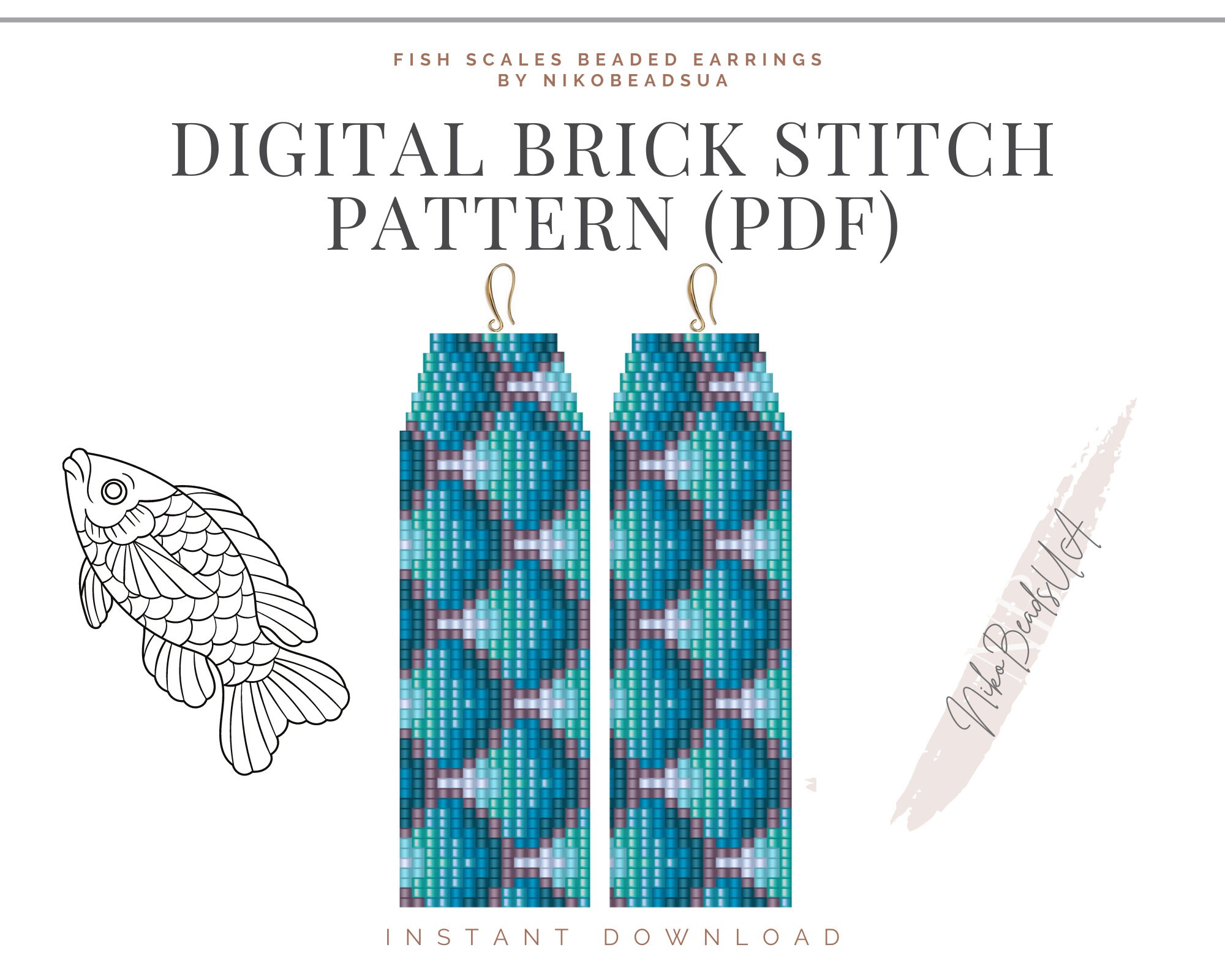 Fish Scales Brick Stitch Pattern for Fringe Beaded Earrings - Etsy Canada