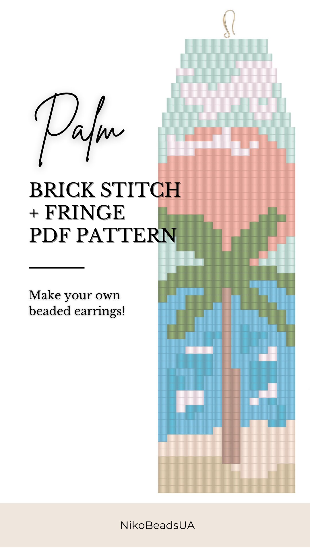 Palm Tree Brick Stitch Pattern for Fringe Beaded Earrings - Etsy