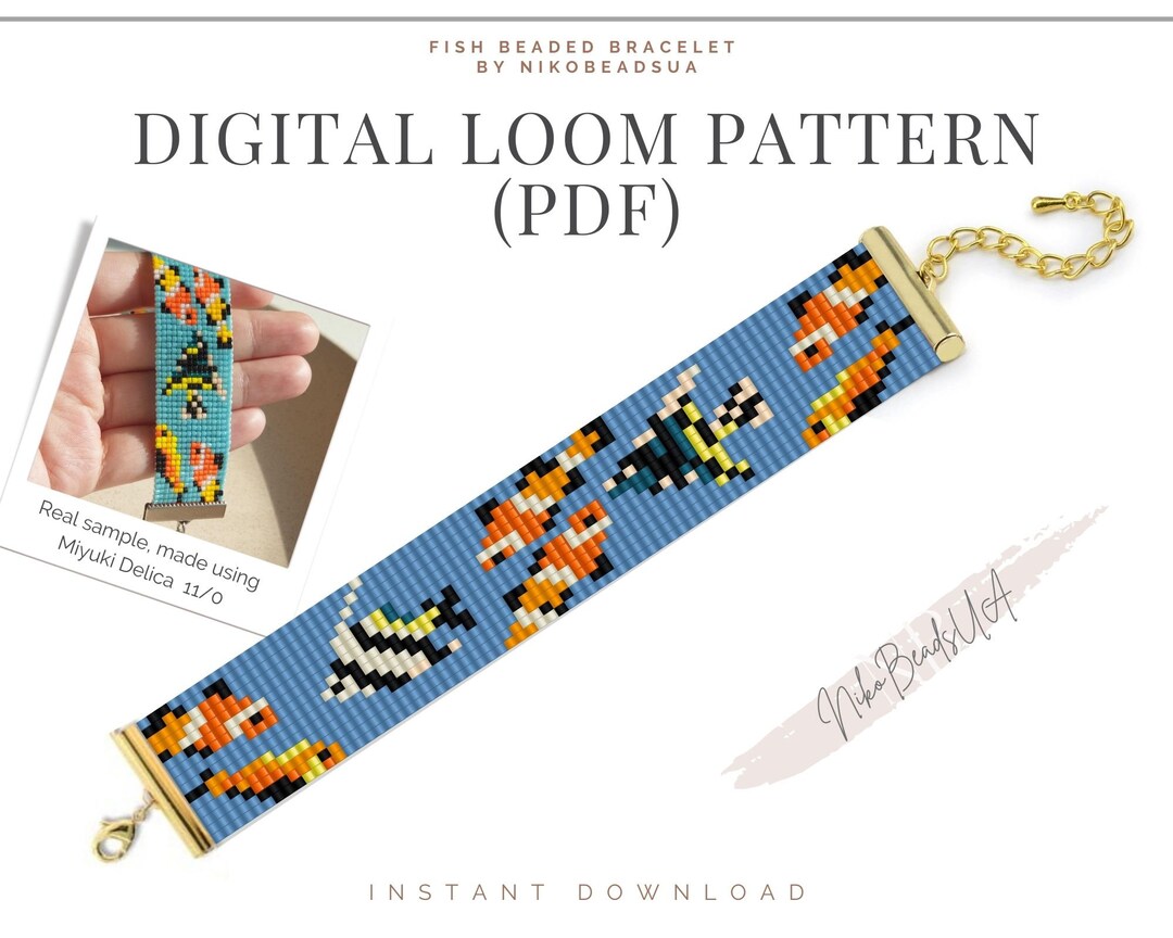 Fish Loom Pattern for Beaded Bracelet, Summer Pattern, DIY Beaded ...