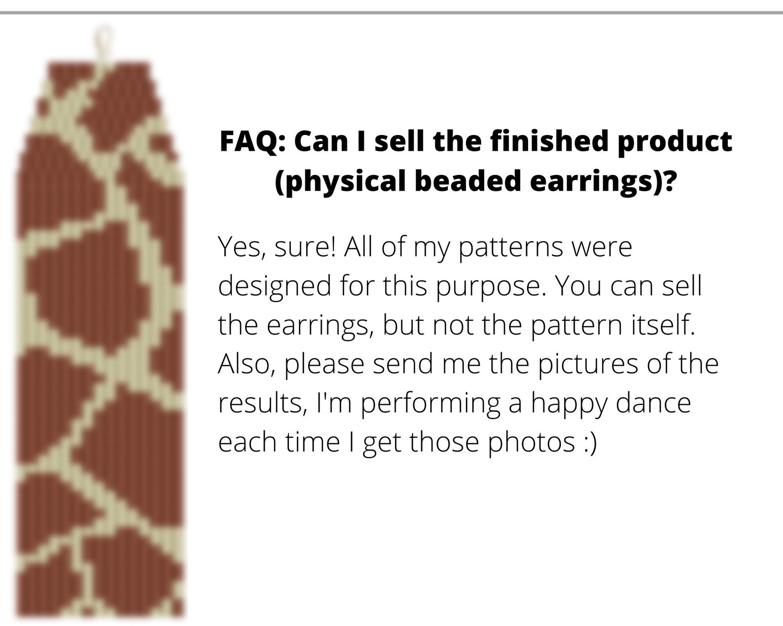 Giraffe Brick Stitch Pattern for Fringe Beaded Earrings, Animal Pattern ...