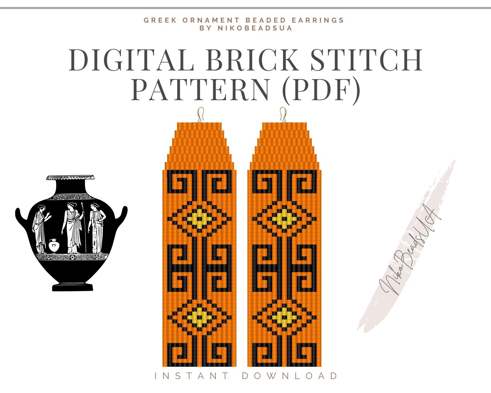 Greek Ornament Brick Stitch Pattern for Fringe Beaded - Etsy