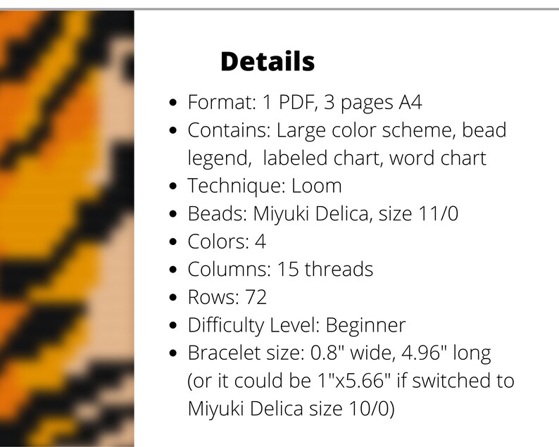 Tiger Print Loom Pattern for Beaded Bracelet Animal Pattern - Etsy