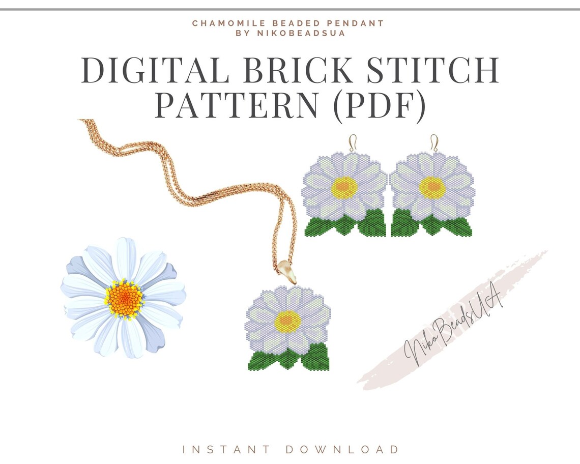 Daisy Brick Stitch Pattern for Beaded Earrings, Keychain or Pendant ...