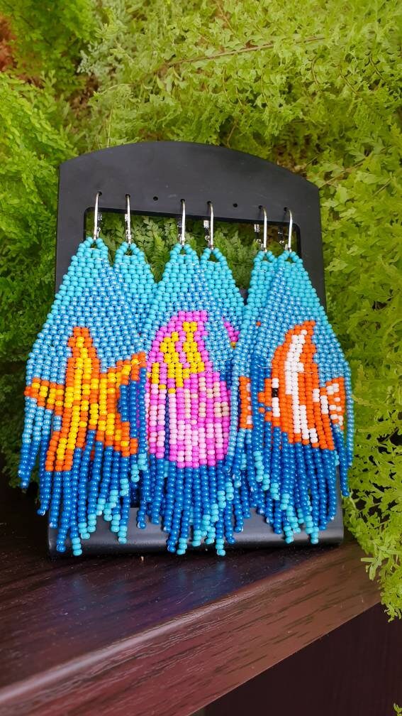 Tropical Fish Brick Stitch Pattern for Fringe Beaded Earrings - Etsy Canada
