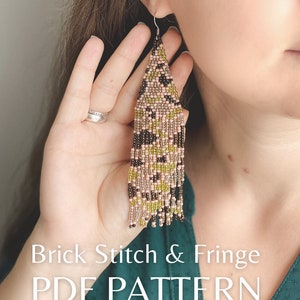 Snake Brick Stitch Pattern for Fringe Beaded Earrings, Snake Skin ...