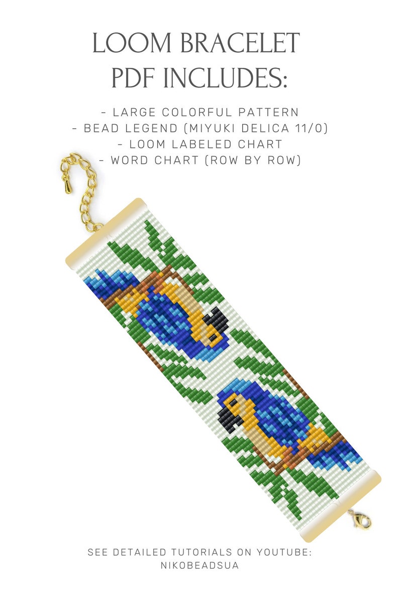 Parrot Loom Pattern for Beaded Bracelet, Bird Pattern, DIY Beaded ...