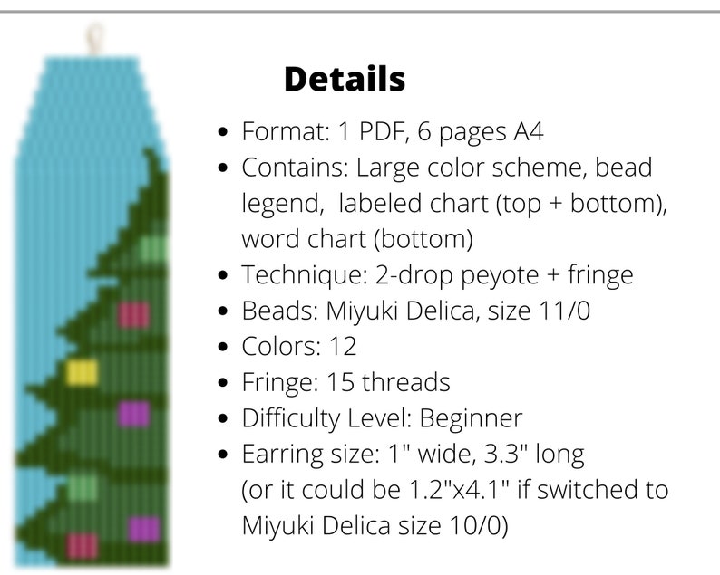 Santa and Christmas Tree Brick Stitch Pattern for Fringe Beaded ...