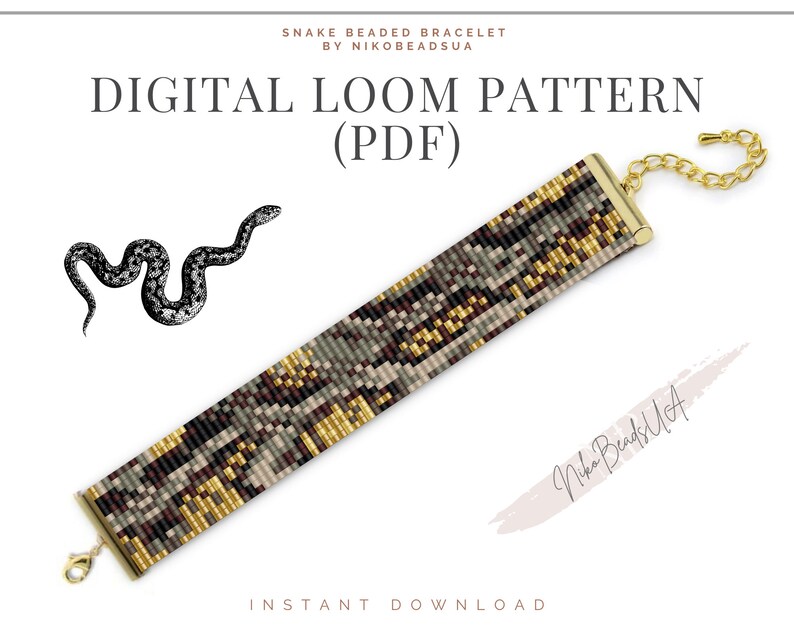 Snake Print Loom Pattern for Beaded Bracelet Animal Pattern | Etsy