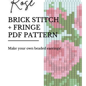 Rose Brick Stitch Pattern for Fringe Beaded Earrings Flower - Etsy