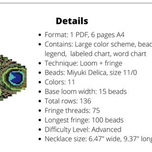 Peacock Fringe Loom Pattern for Beaded Necklace, Feather Pattern, DIY ...