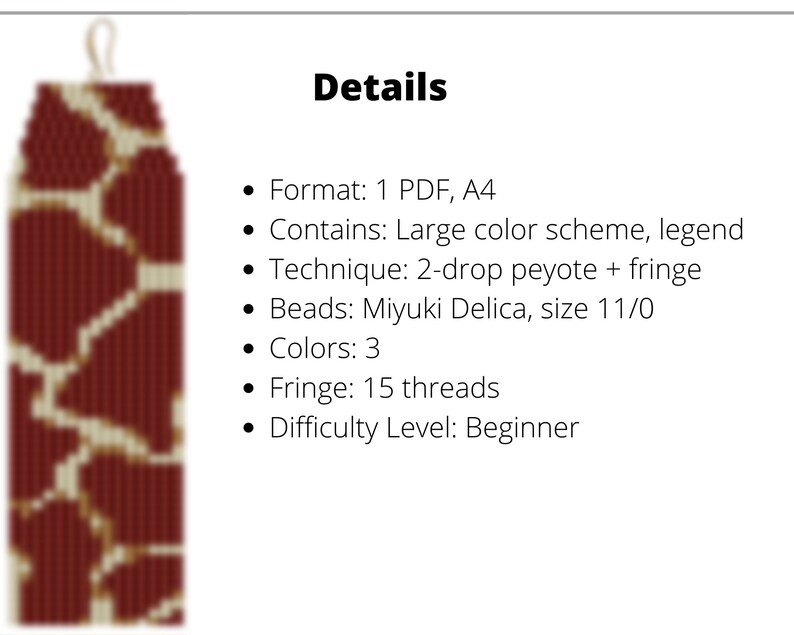 Giraffe Brick Stitch Pattern for Fringe Beaded Earrings | Etsy