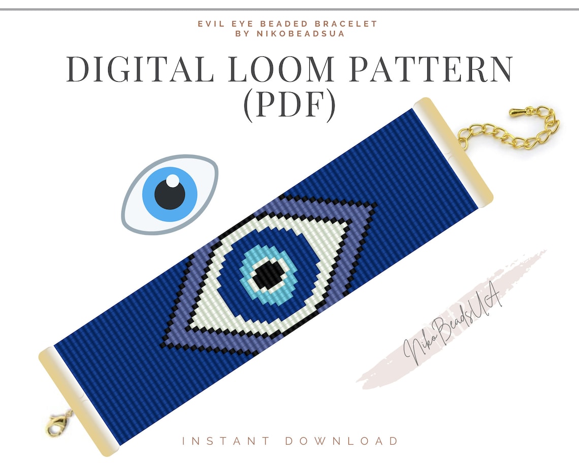 Evil Eye Loom Pattern for Beaded Bracelet, Amulet Pattern, DIY Beaded ...