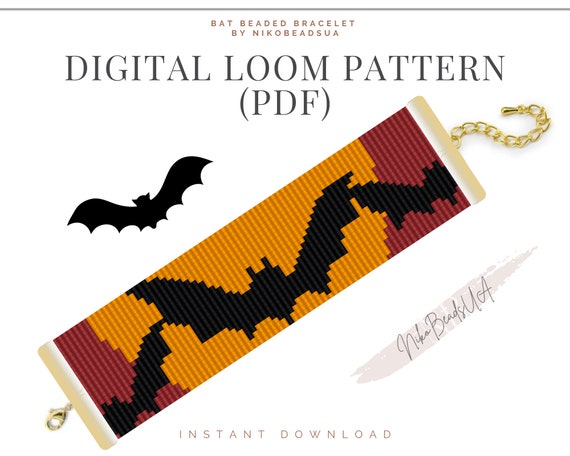 Halloween Bat Loom Pattern for Beaded Bracelet Animal - Etsy