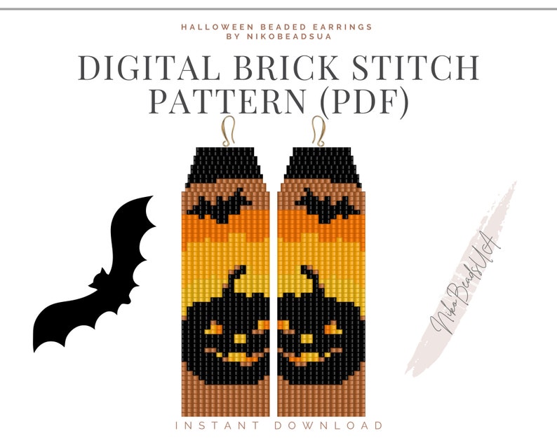 Halloween Brick Stitch Pattern for Fringe Beaded Earrings | Etsy