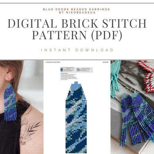Brick Stitch Blank Pattern for Fringe Beaded Earrings Beading - Etsy