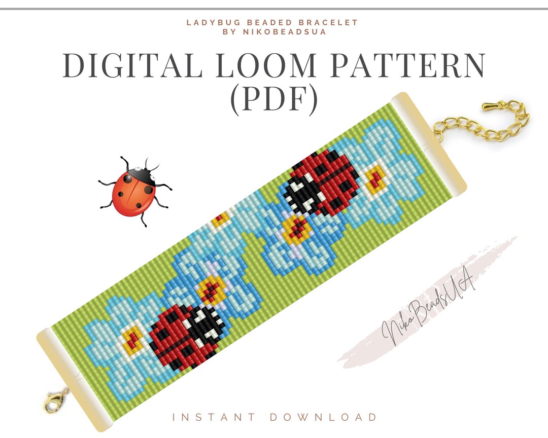 Ladybug Loom Pattern for Beaded Bracelet, Summer Pattern, DIY Beaded ...