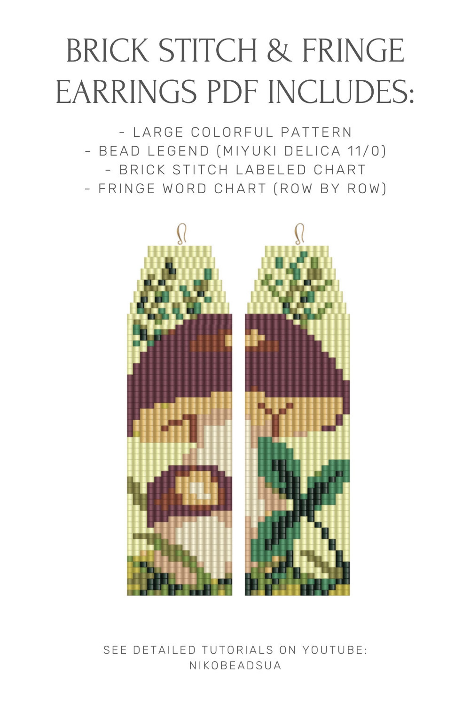 Boletus Brick Stitch Pattern for Fringe Beaded Earrings - Etsy