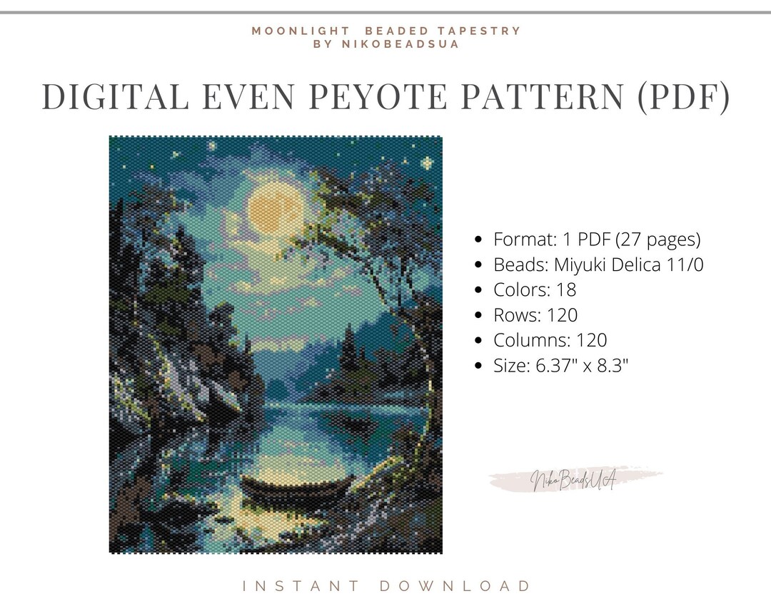 Moonlight Even Peyote Pattern for Beaded Tapestry, Nature Pattern, DIY ...