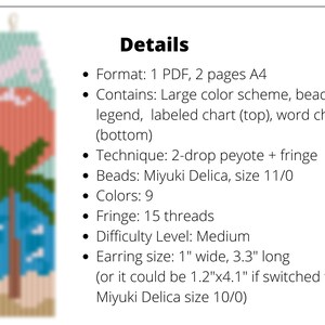 Palm Tree Brick Stitch Pattern for Fringe Beaded Earrings, Tropical ...