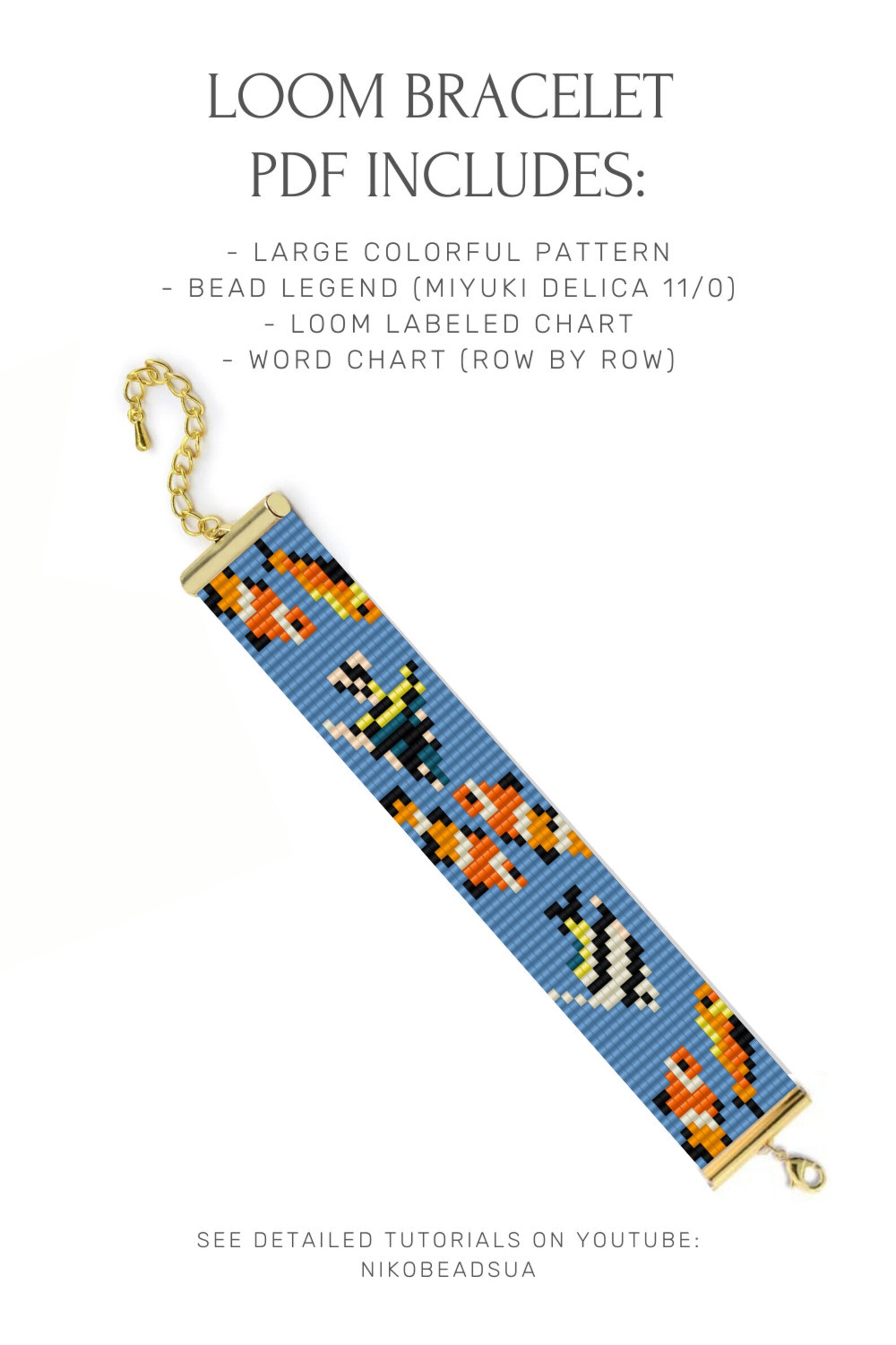 Fish Loom Pattern for Beaded Bracelet Summer Pattern DIY - Etsy