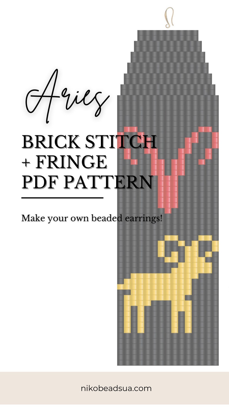 Aries Brick Stitch Pattern for Fringe Beaded Earrings Zodiac - Etsy