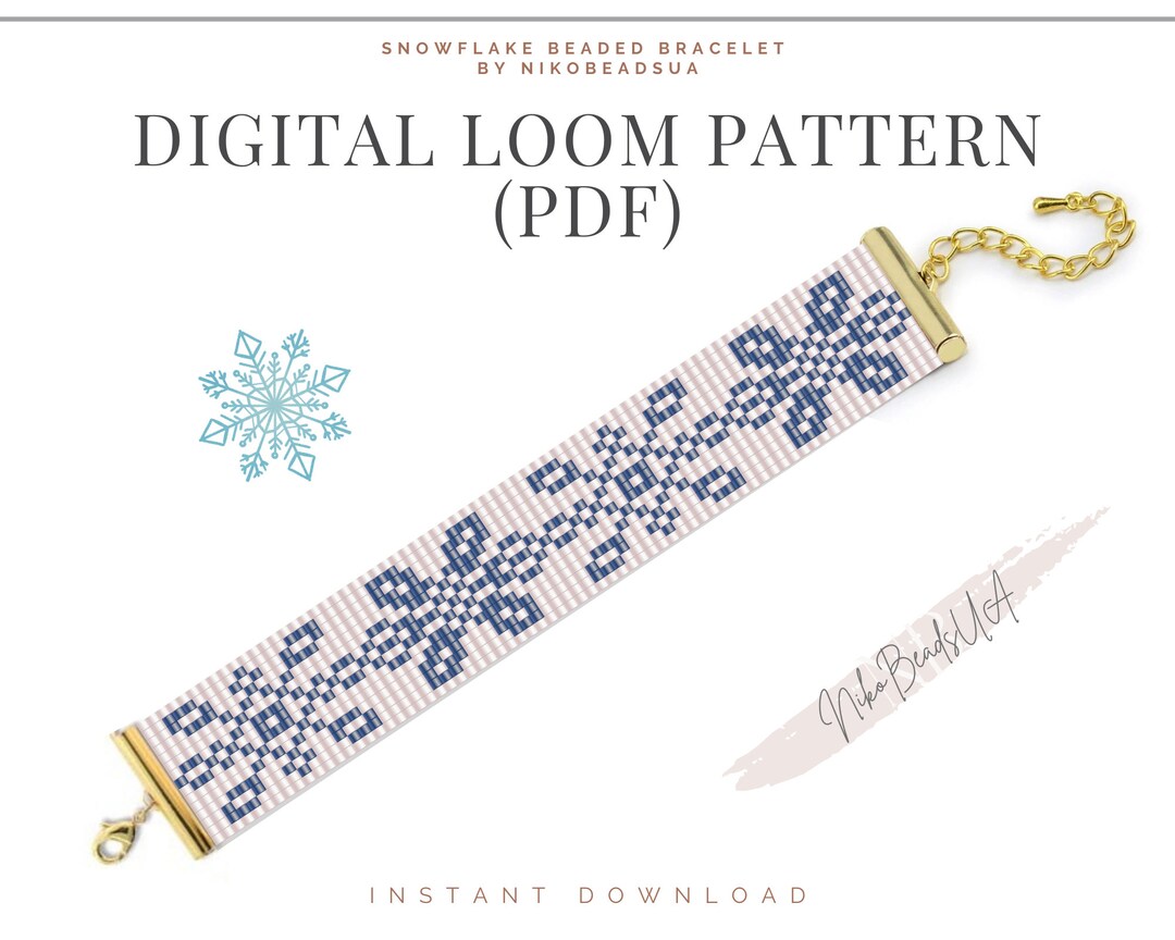 Snowflake Loom Pattern for Beaded Bracelet, Winter Pattern, DIY Beaded ...