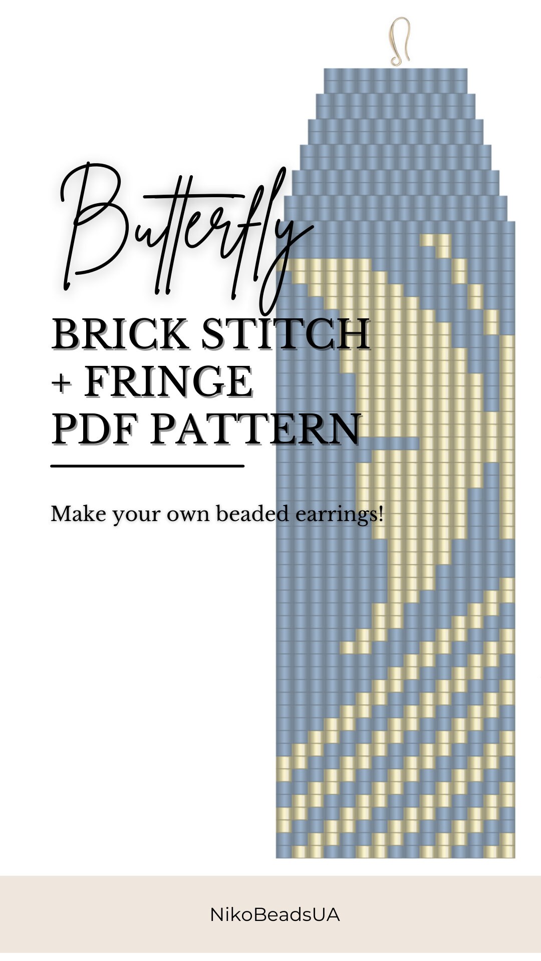 Golden Butterfly Brick Stitch Pattern for Fringe Beaded - Etsy