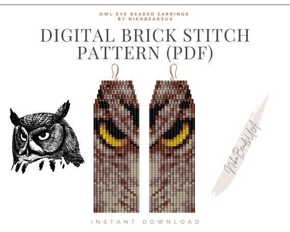 Owl Eye Brick Stitch Pattern for Fringe Beaded Earrings Fall - Etsy