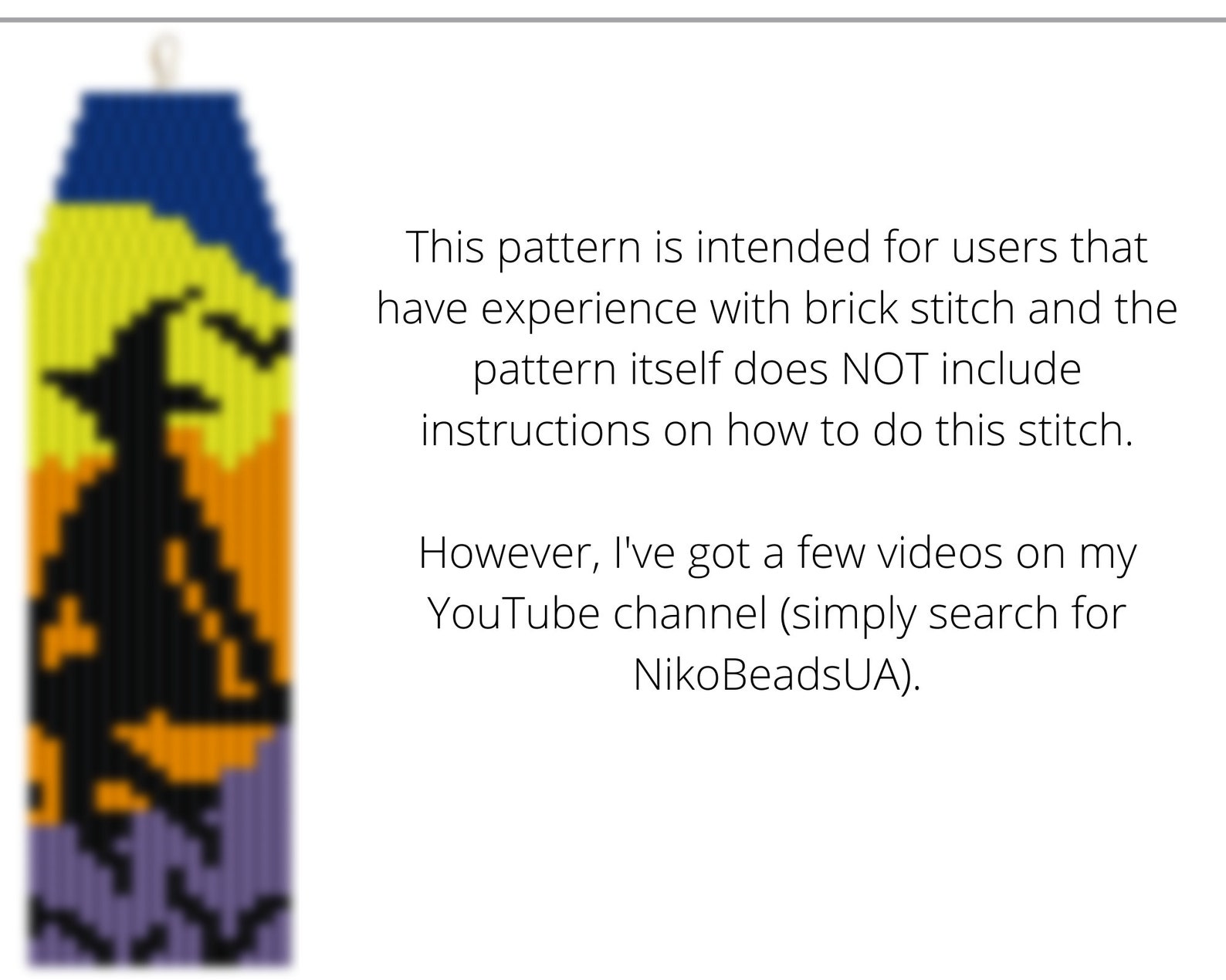 Witch Brick Stitch Pattern for Fringe Beaded Earrings, Halloween ...
