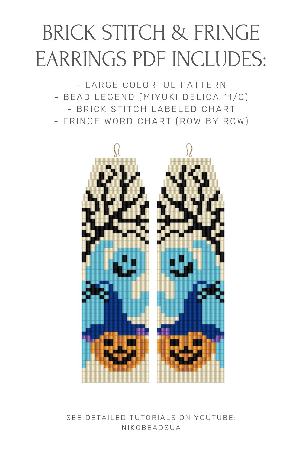 Halloween Ghost Brick Stitch Pattern for Fringe Beaded | Etsy