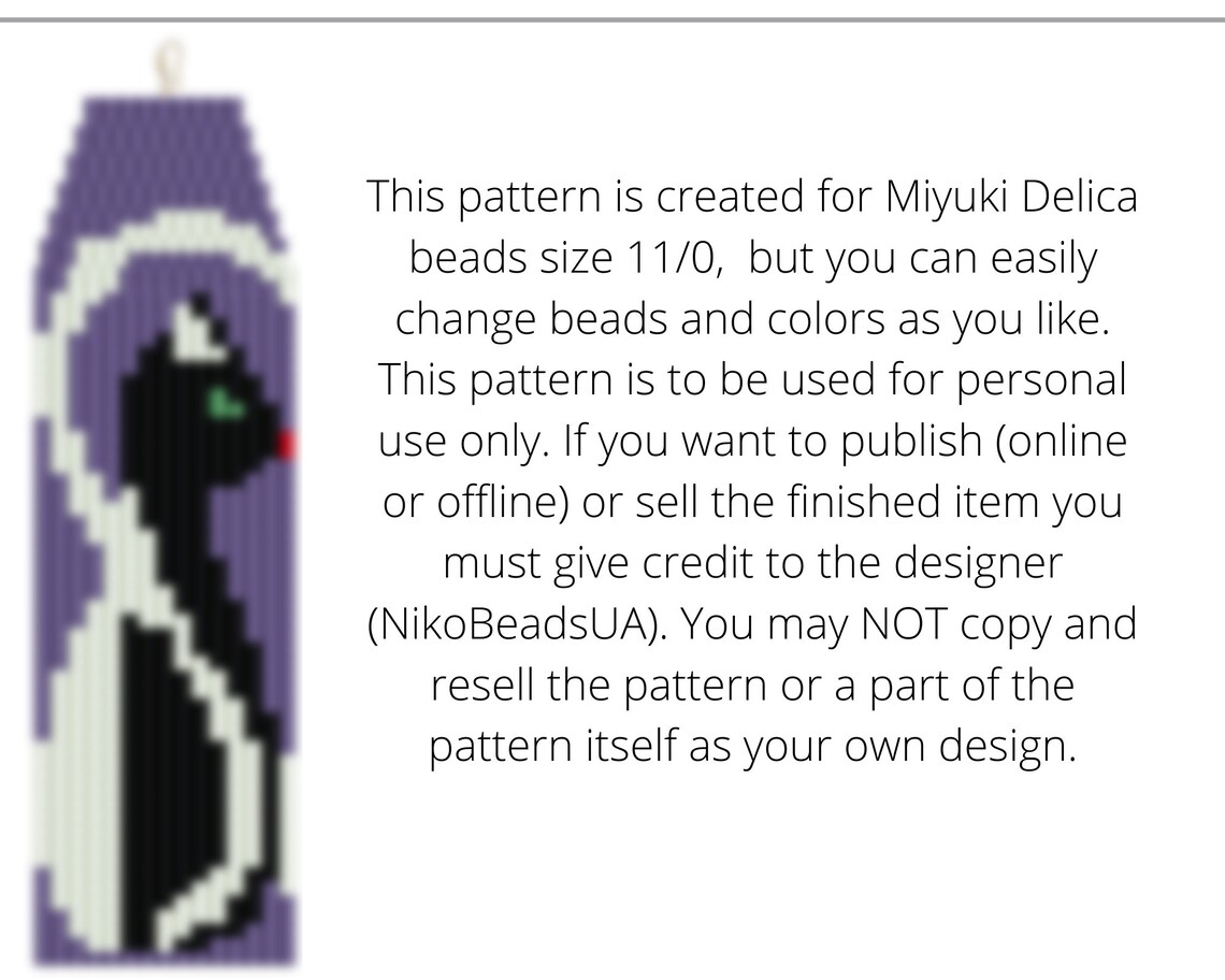 Cats in Love Brick Stitch Pattern for Fringe Beaded Earrings - Etsy