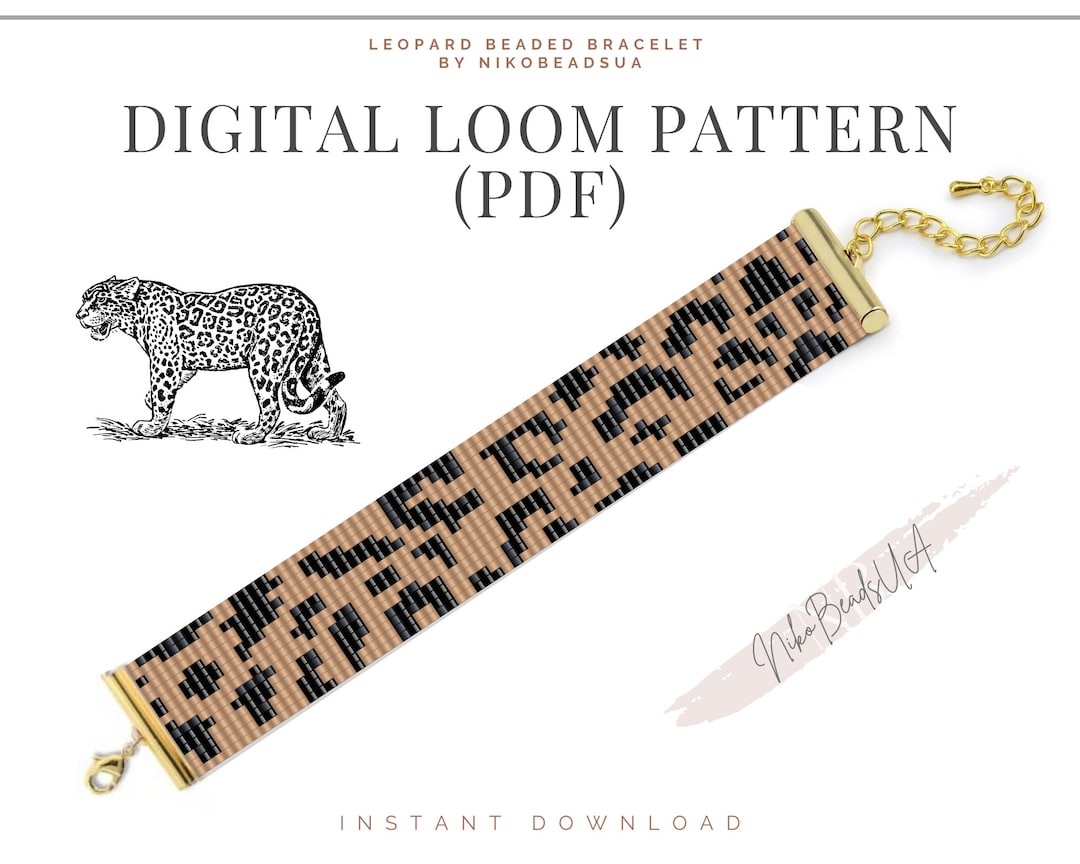 Leopard Print Loom Pattern for Beaded Bracelet, Animal Pattern, DIY ...
