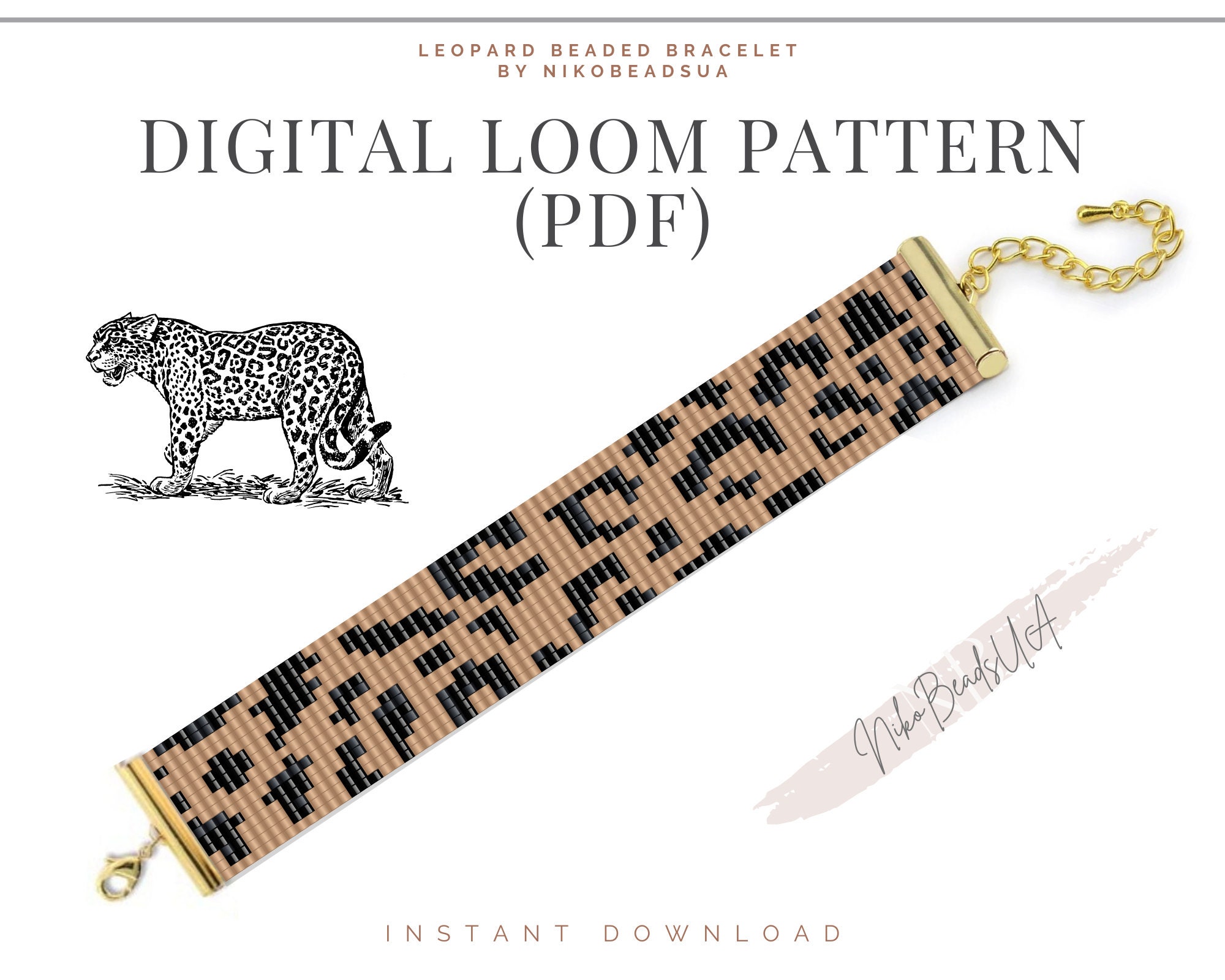 Leopard Print Loom Pattern for Beaded Bracelet Animal - Etsy
