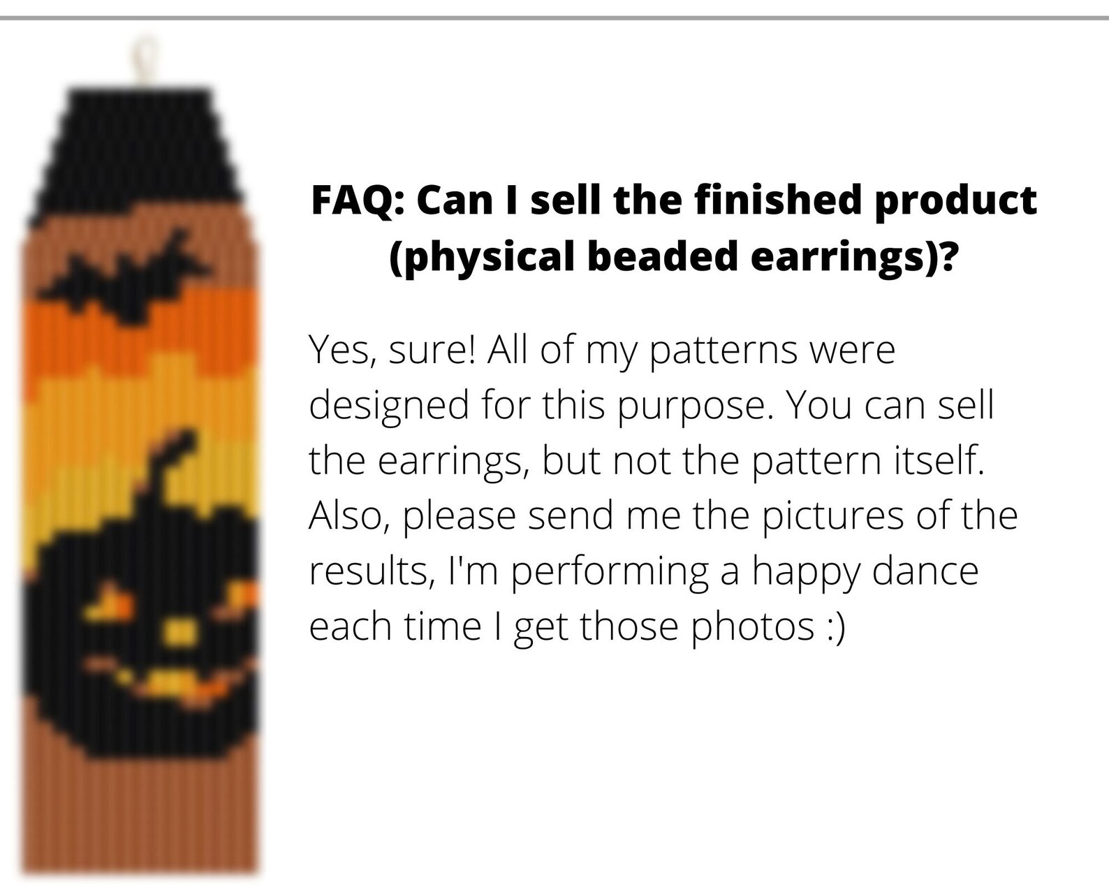 Halloween Brick Stitch Pattern for Fringe Beaded Earrings, Pumpkin ...